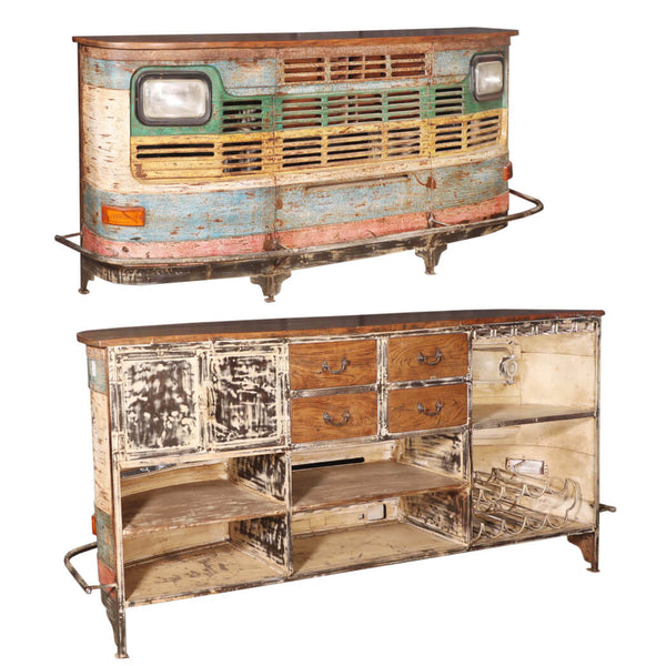 Handmade Truck Counter with Teak Wood Top | Vintage | City Home