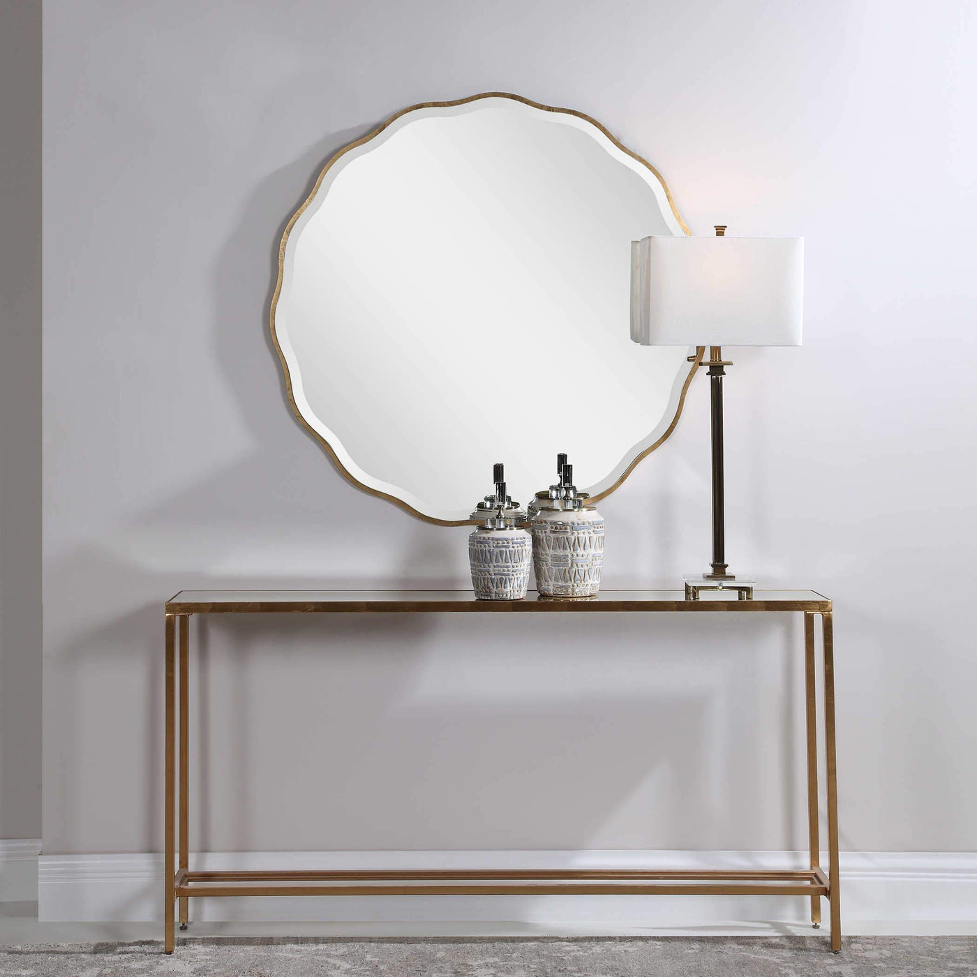 Aneta Round Mirror | Contemporary Scalloped Edge Mirror | City Home