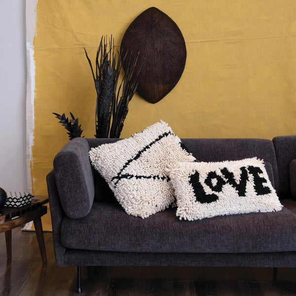 "Love" Wool Shag Lumbar Pillow | Shag Texture Pillow | City Home