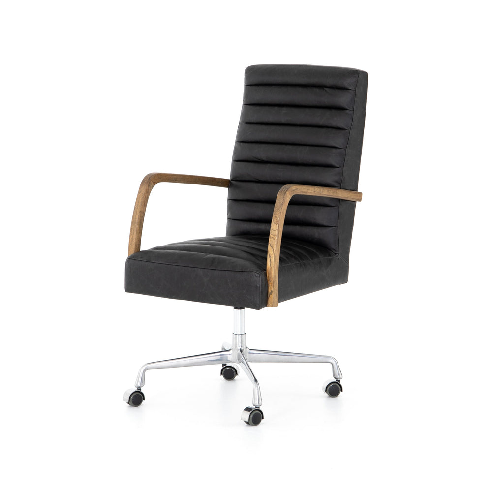 Bryson Channeled Desk Chair | Leather Office Chair
