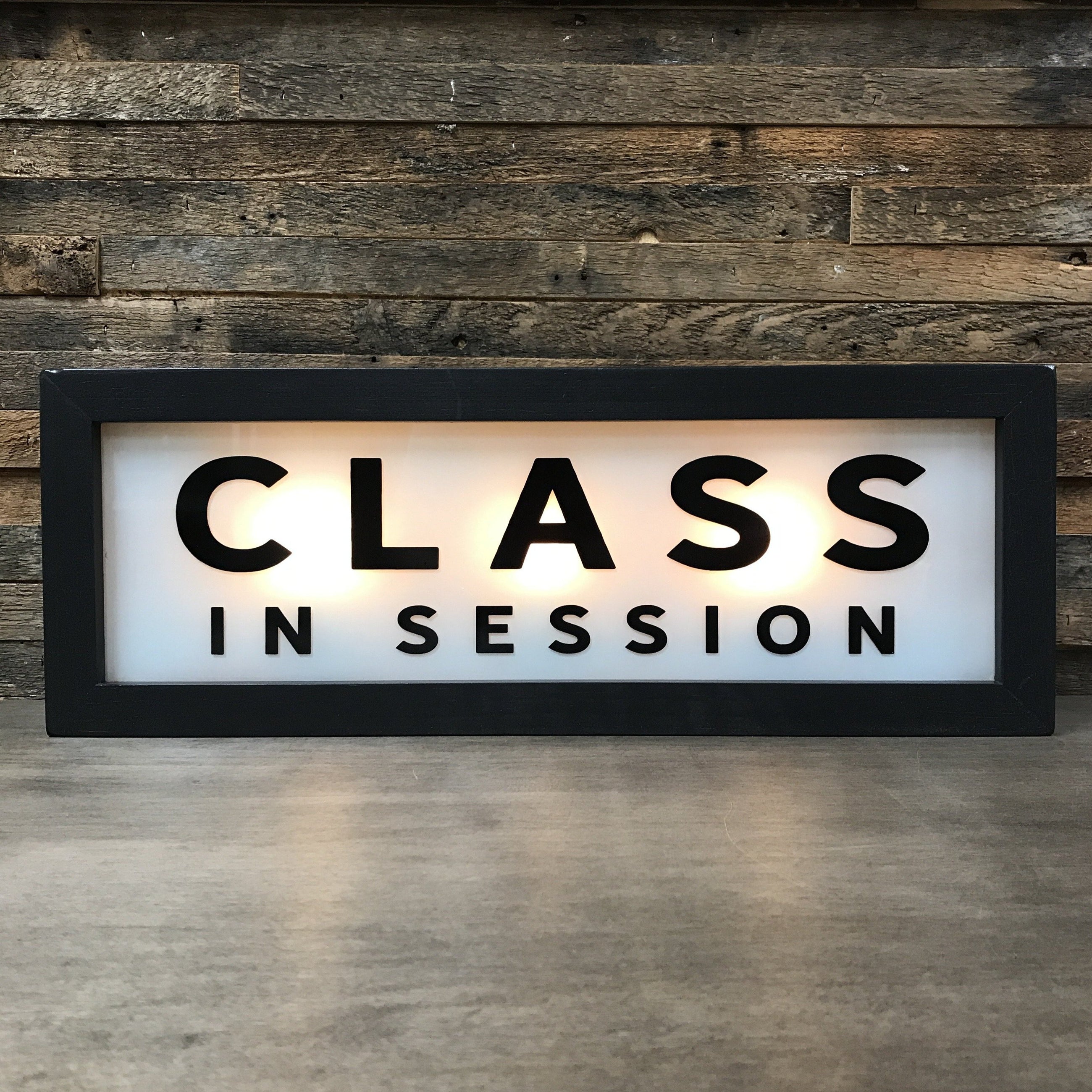 Vintage-Style Light Up "Class is in Session" Sign (Sans Serif)