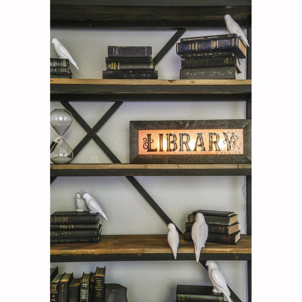Vintage Style Light Up Library Sign | Home Office Decor | City Home