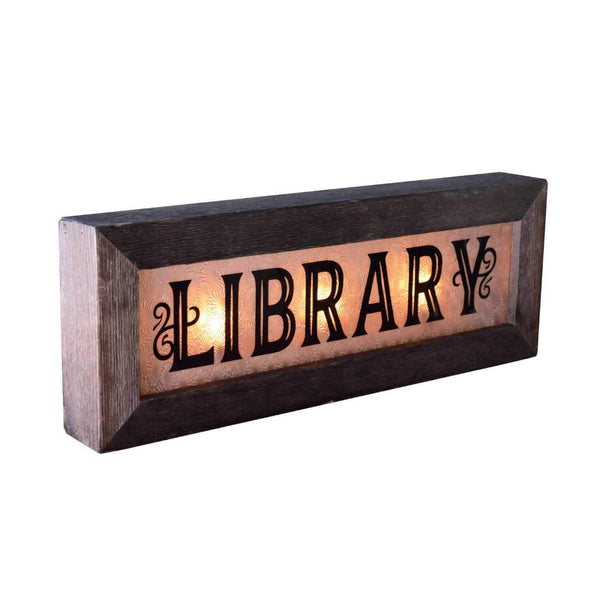 Vintage Style Light Up Library Sign | Home Office Decor | City Home