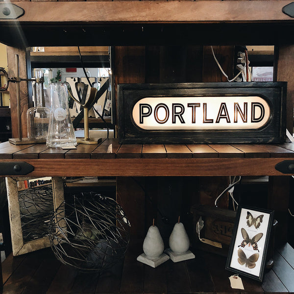 Vintage Style Light Up Portland Sign | Oregon Home Decor | City Home